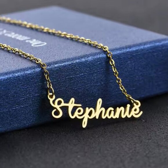 Jewelry | Stephanie Necklace Gold Name Nameplate | Poshmark